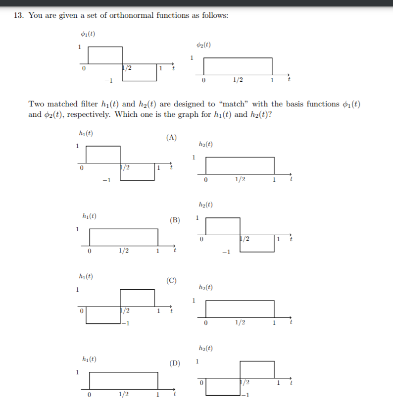Solved 13. You are given a set of orthonormal functions as | Chegg.com