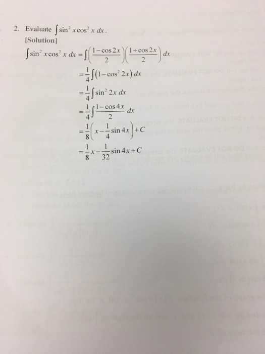 Solved Evaluate「sin, cos, dr Solution] 2. 1- cos2x(1+cos 2x | Chegg.com