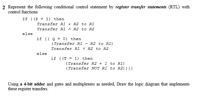 2 Represent the following conditional control | Chegg.com