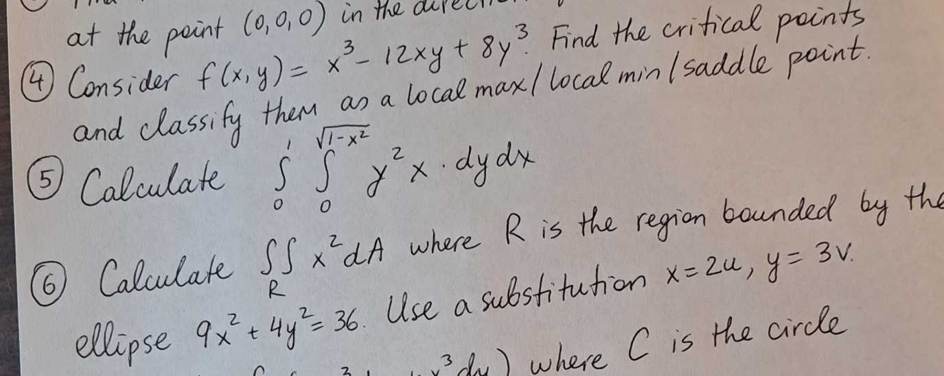 Solved at the point \\( (0,0,0) \\) in the (4) Consider \\( | Chegg.com