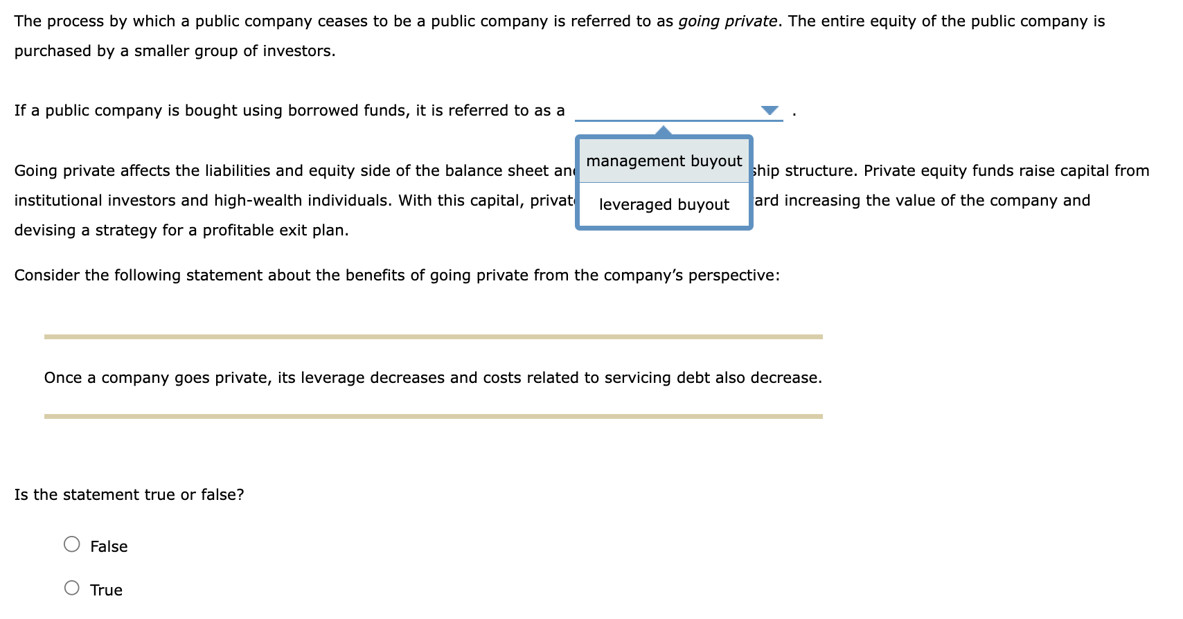 Solved The process by which a public company ceases to be a | Chegg.com