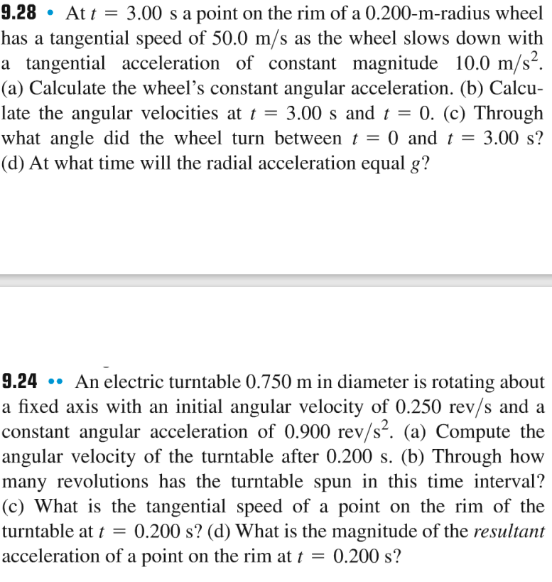 Solved 9.28⋅ At t=3.00 s a point on the rim of a 0.200 | Chegg.com