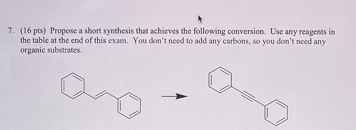 Solved 7) Propose a short synthesis that achieves the | Chegg.com
