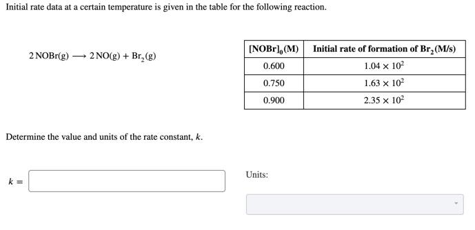 Solved Initial rate data at a certain temperature is given | Chegg.com