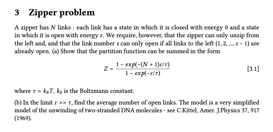 Solved 3 Zipper problem A zipper has N links : each link has | Chegg.com