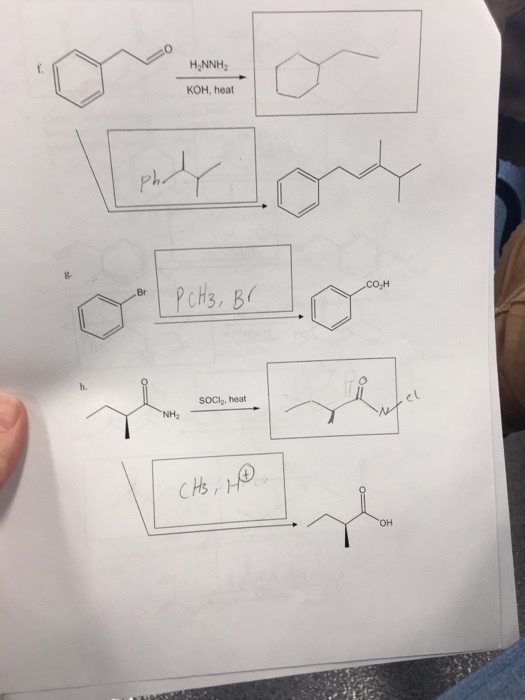 Solved H2NNH2 KOH, heat Co.H PcHs, B Br h. eL SOCl, heat NH2 | Chegg.com