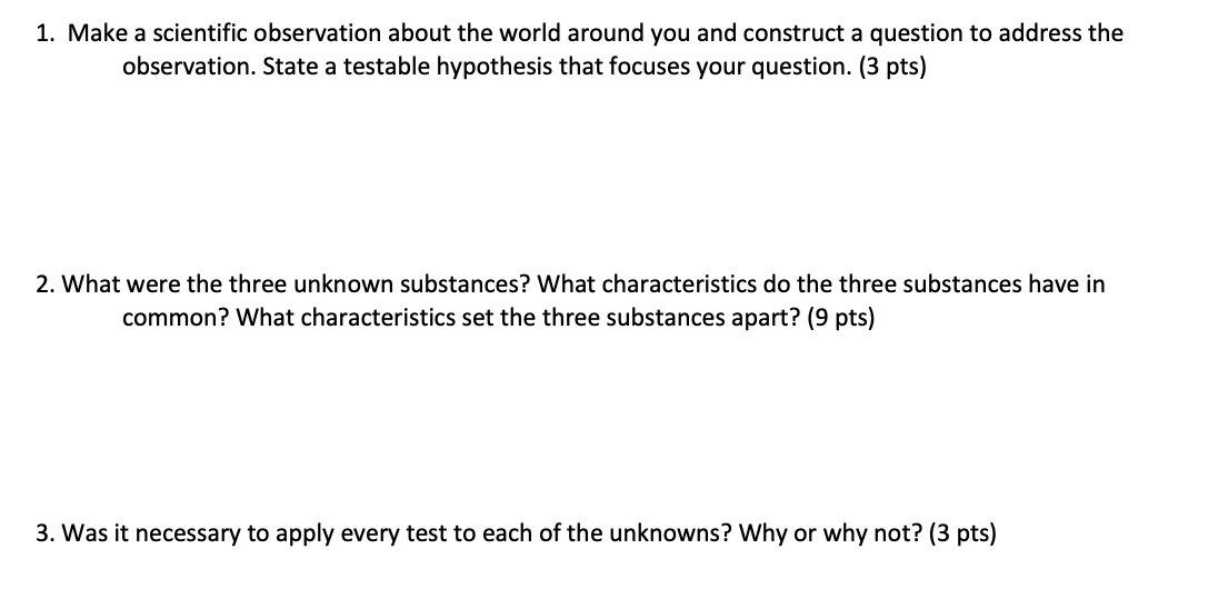 1. Make a scientific observation about the world | Chegg.com