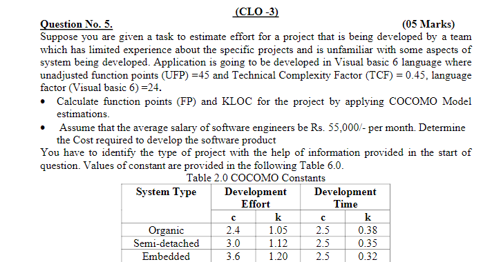 Solved (CL0 -3) Question No. 5. (05 Marks) Suppose you are | Chegg.com