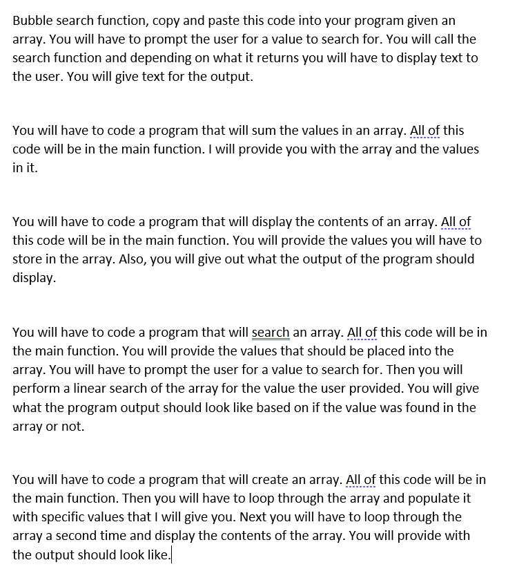 Solved Bubble search function, copy and paste this code into | Chegg.com