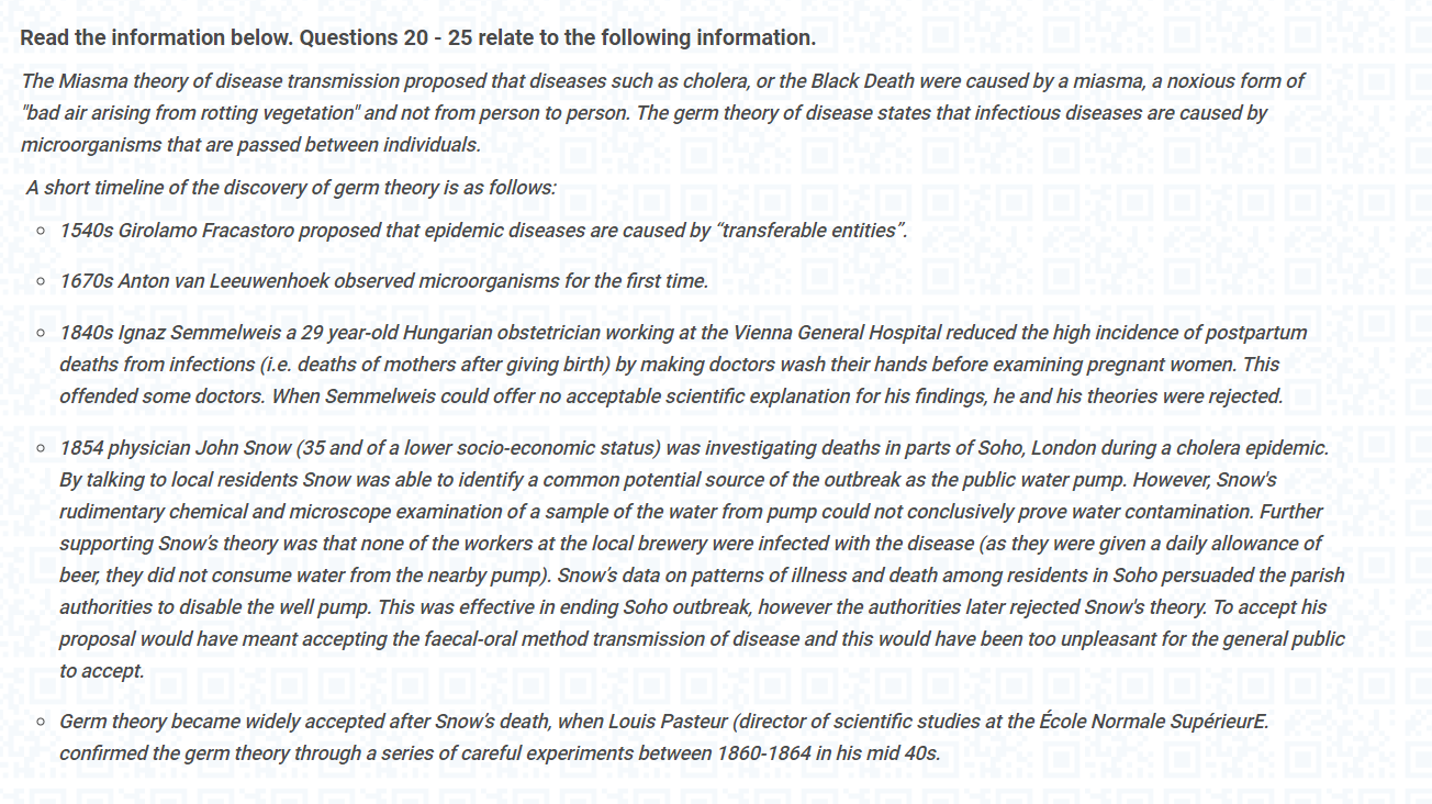 Read the information below. Questions 20 - 25 relate | Chegg.com