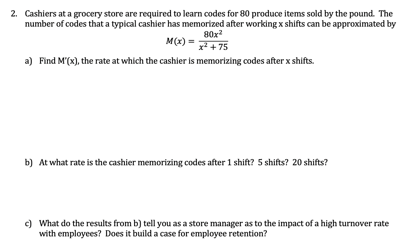 Solved 2. Cashiers at a grocery store are required to learn | Chegg.com