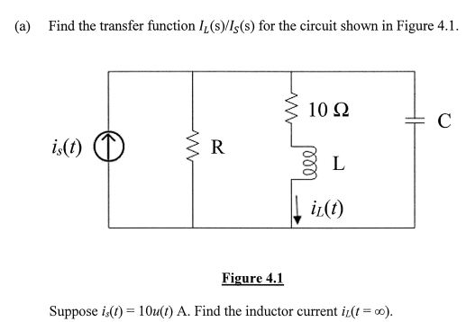Solved (a) Find the transfer function 11(s)/Is(s) for the | Chegg.com
