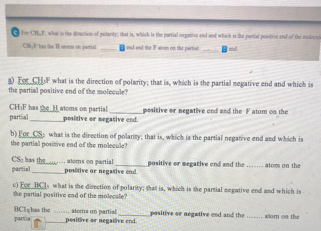 Solved For CH, F. what is the direction of polarity; that | Chegg.com