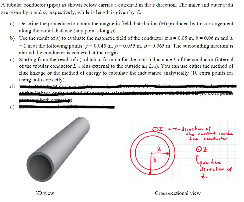 A tubular conductor (pipe) as shown below carries a | Chegg.com