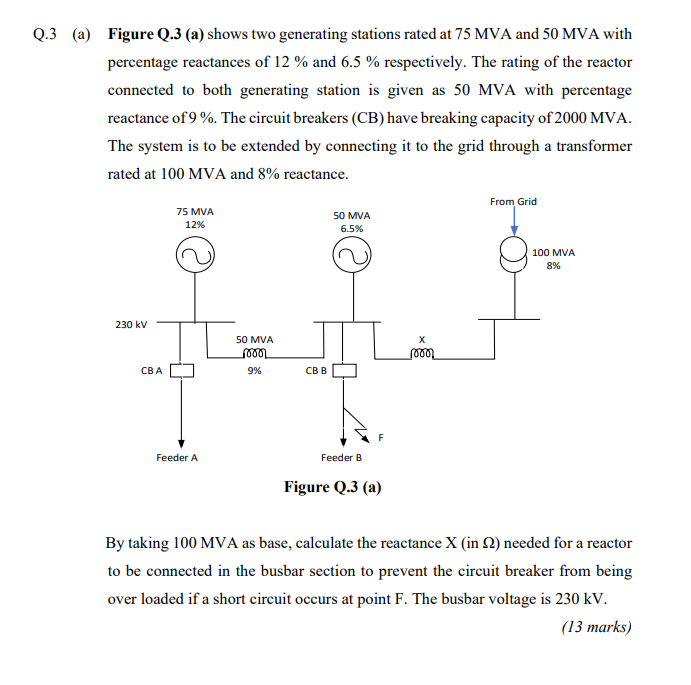 Q. 3 (a) ﻿Figure Q. 3 (a) ﻿shows two generating | Chegg.com