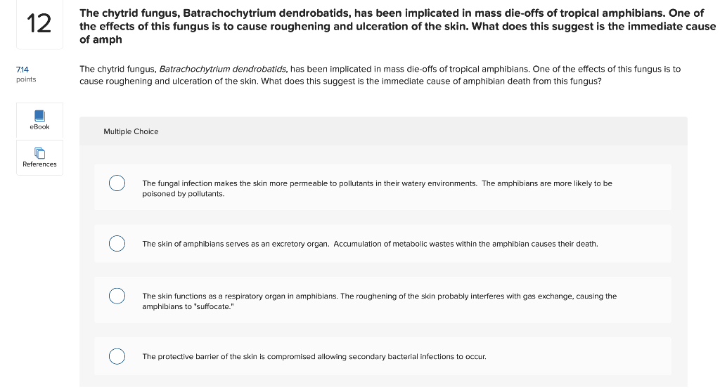 Solved The chytrid fungus, Batrachochytrium dendrobatids, | Chegg.com