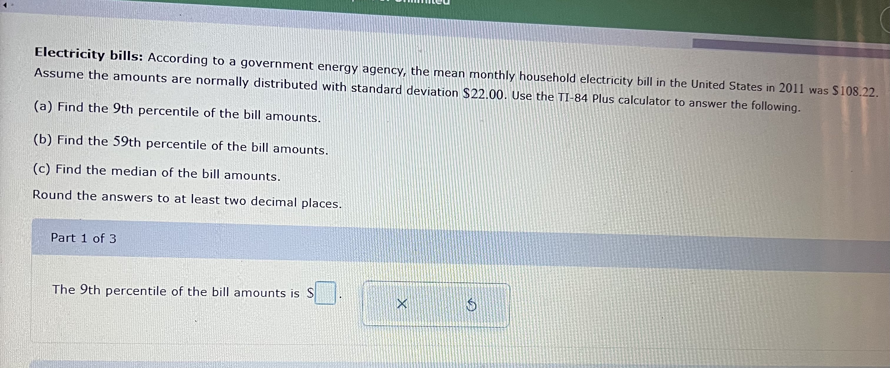Solved Electricity bills: According to a government energy | Chegg.com