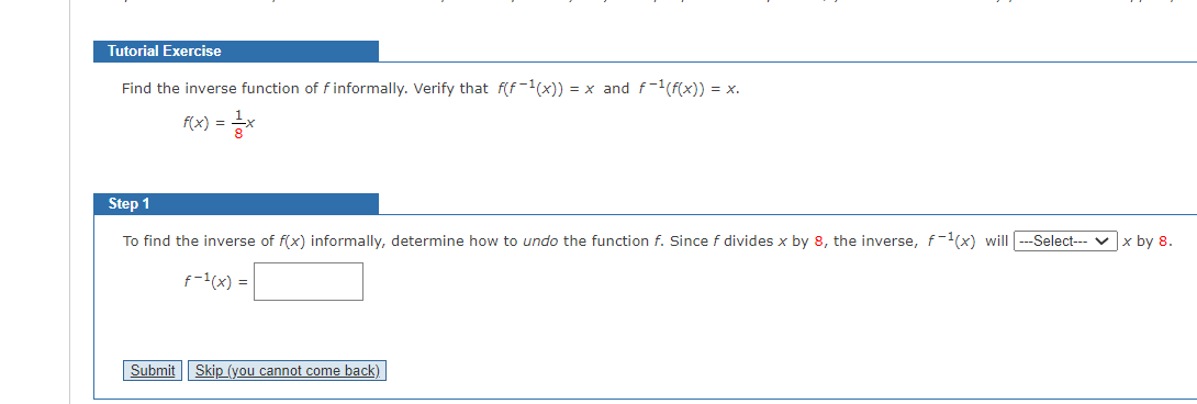 Solved Tutorial Exercise Find the inverse function of f | Chegg.com