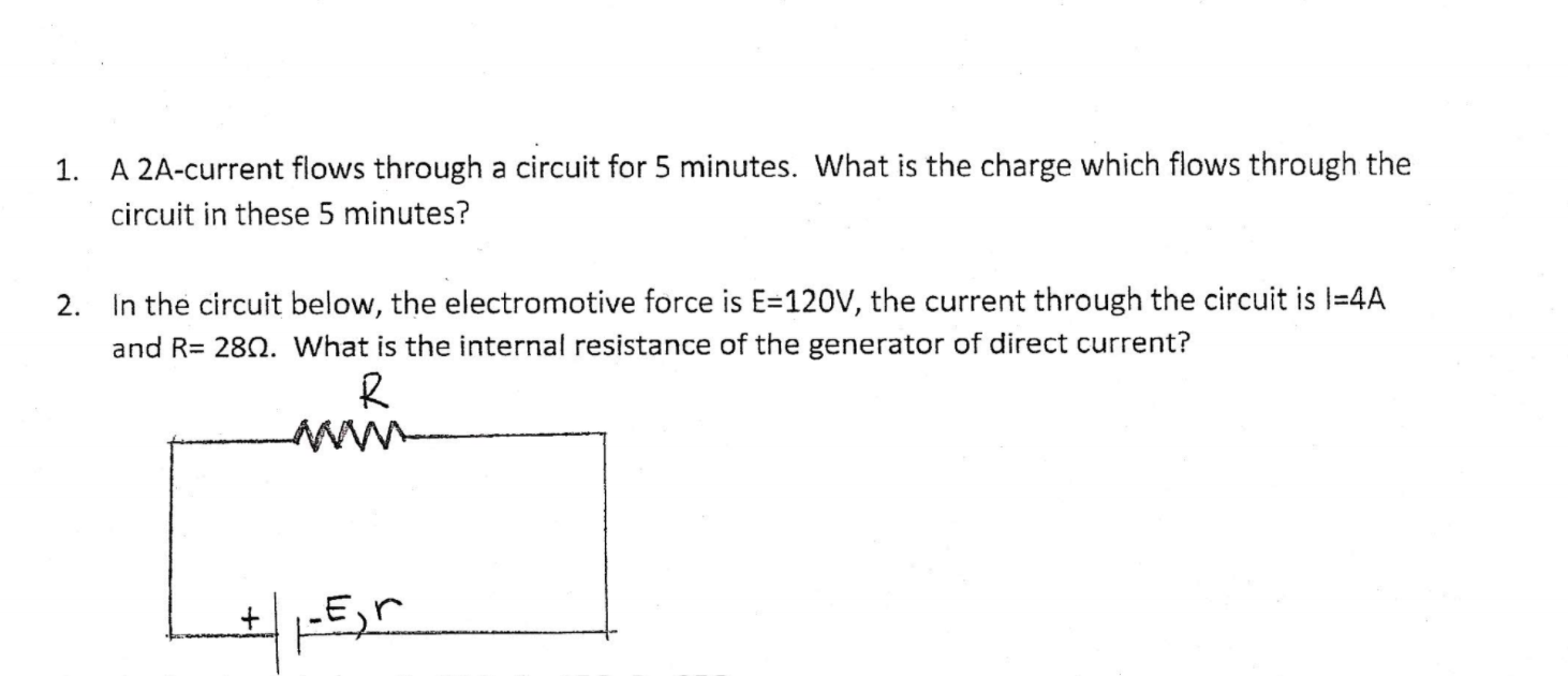 Solved 1. A 2A-current flows through a circuit for 5 | Chegg.com