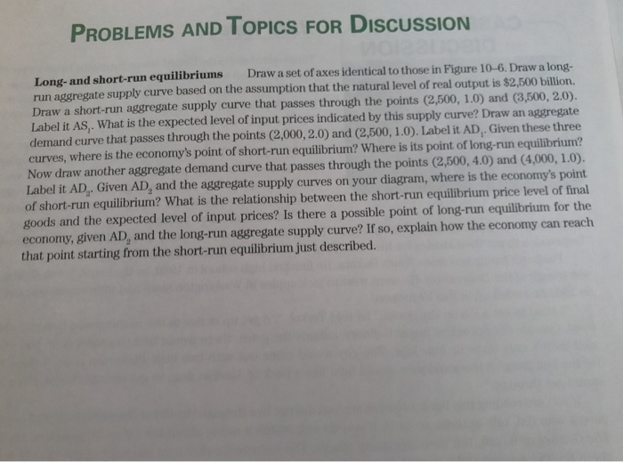 Solved 3. Long- and short-run aggregate supply curves Draw a | Chegg.com
