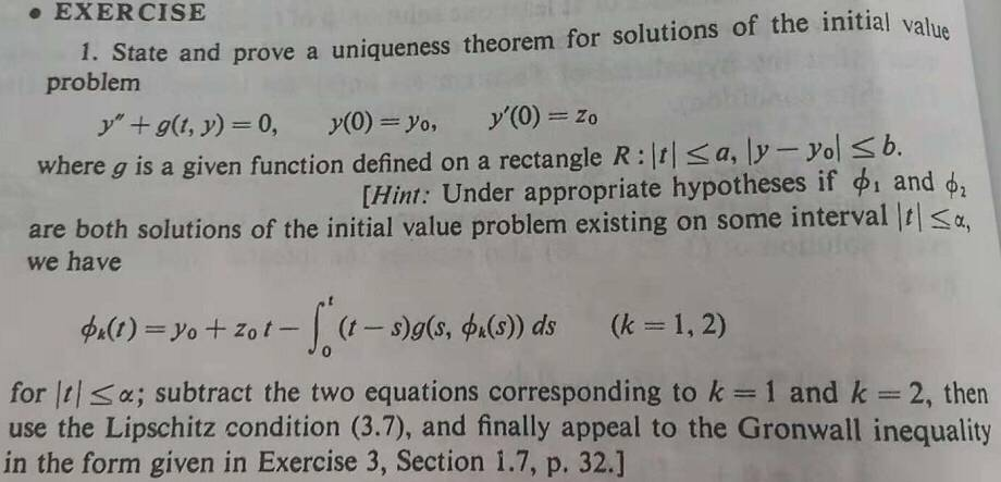 Solved e EXERCISE 1. State and prove a uniqueness theorem | Chegg.com