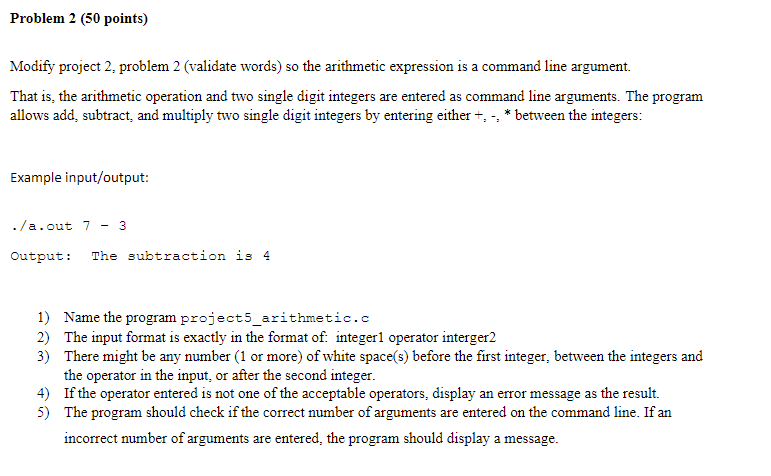 Solved Write A C Program N N N N N N Project 2 Problem 2 Chegg