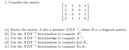 Solved Consider the matrix (a) Factor the matrix A into a | Chegg.com