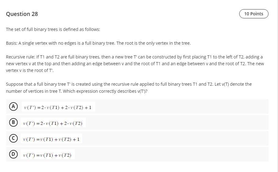 The set of full binary trees is defined as follows: | Chegg.com