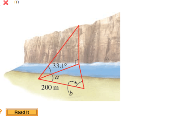 Solved To measure the height of an inaccessible cliff on the | Chegg.com