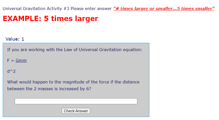 Solved Universal Gravitation Activity #1 (Please enter the | Chegg.com