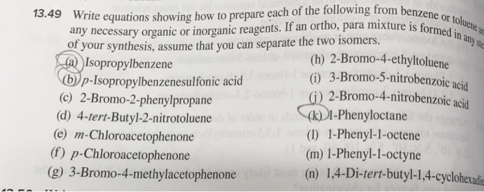 Solved Write equations showing how to prepare each of the | Chegg.com