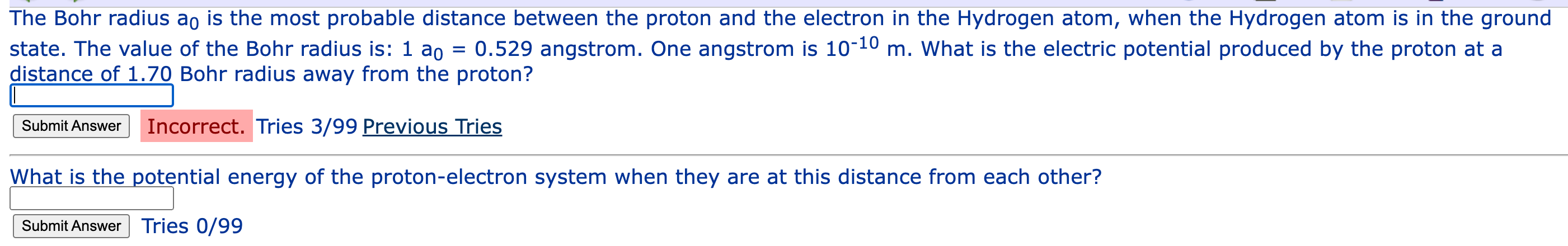 Solved The Bohr radius a0 is the most probable distance | Chegg.com