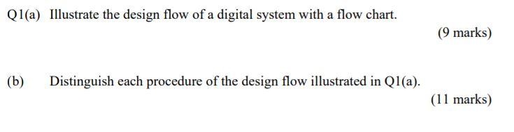 Solved Q1(a) Illustrate the design flow of a digital system | Chegg.com