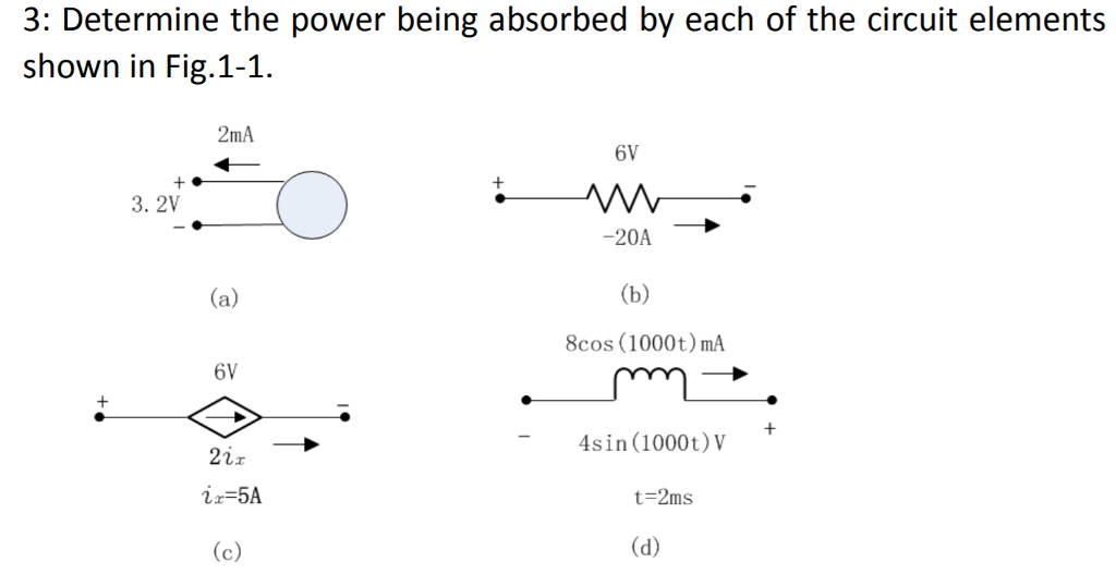 Solved 3: Determine the power being absorbed by each of the | Chegg.com