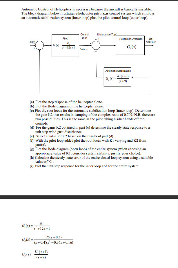 Solved Automatic Control of Helicopters is necessary because | Chegg.com