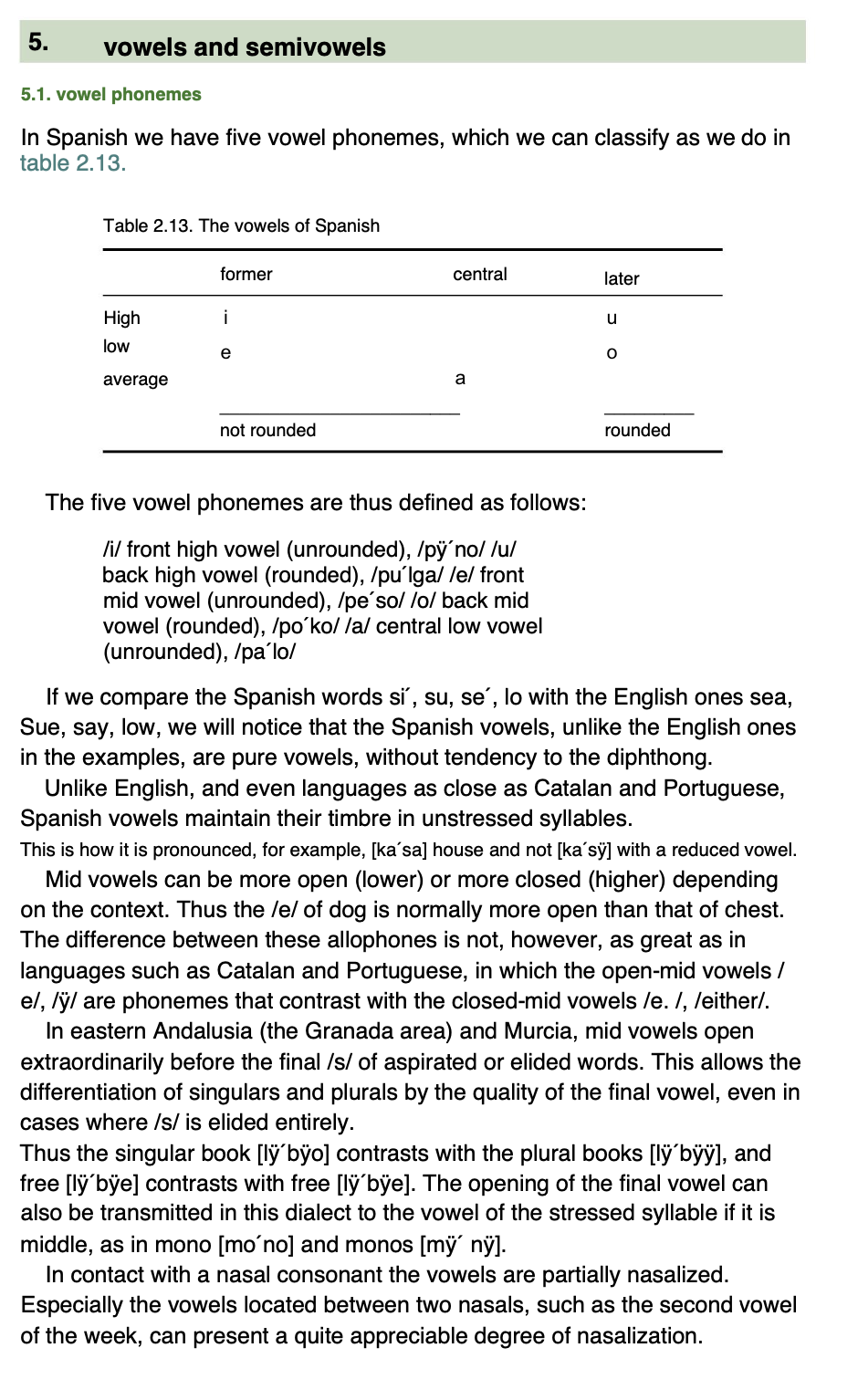 The following table lists all Spanish phonemes, | Chegg.com