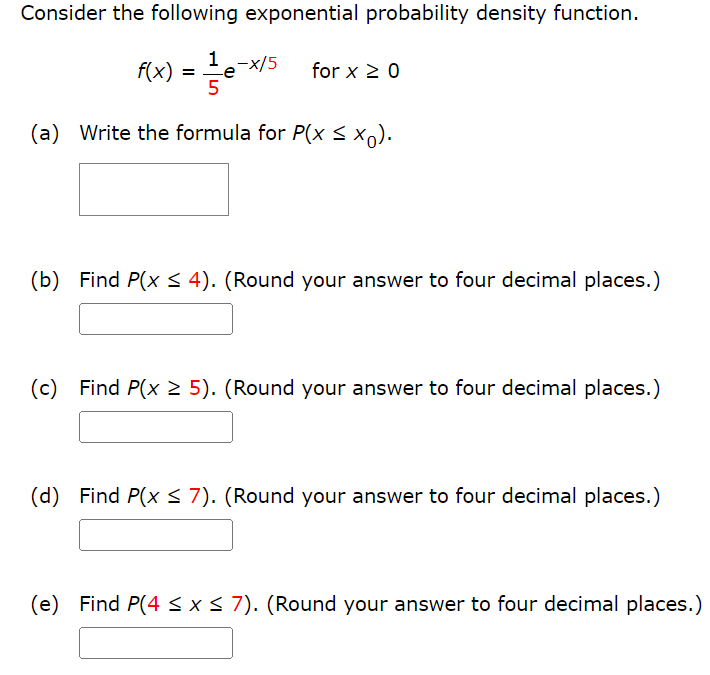 Solved Consider the following exponential probability | Chegg.com