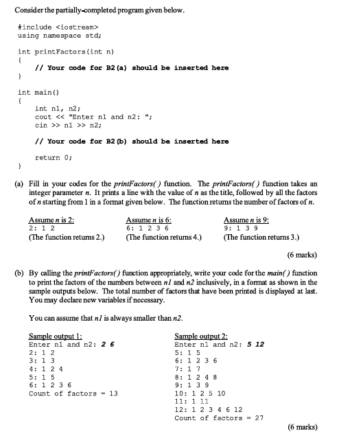Solved Consider the partially-completed program given below. | Chegg.com