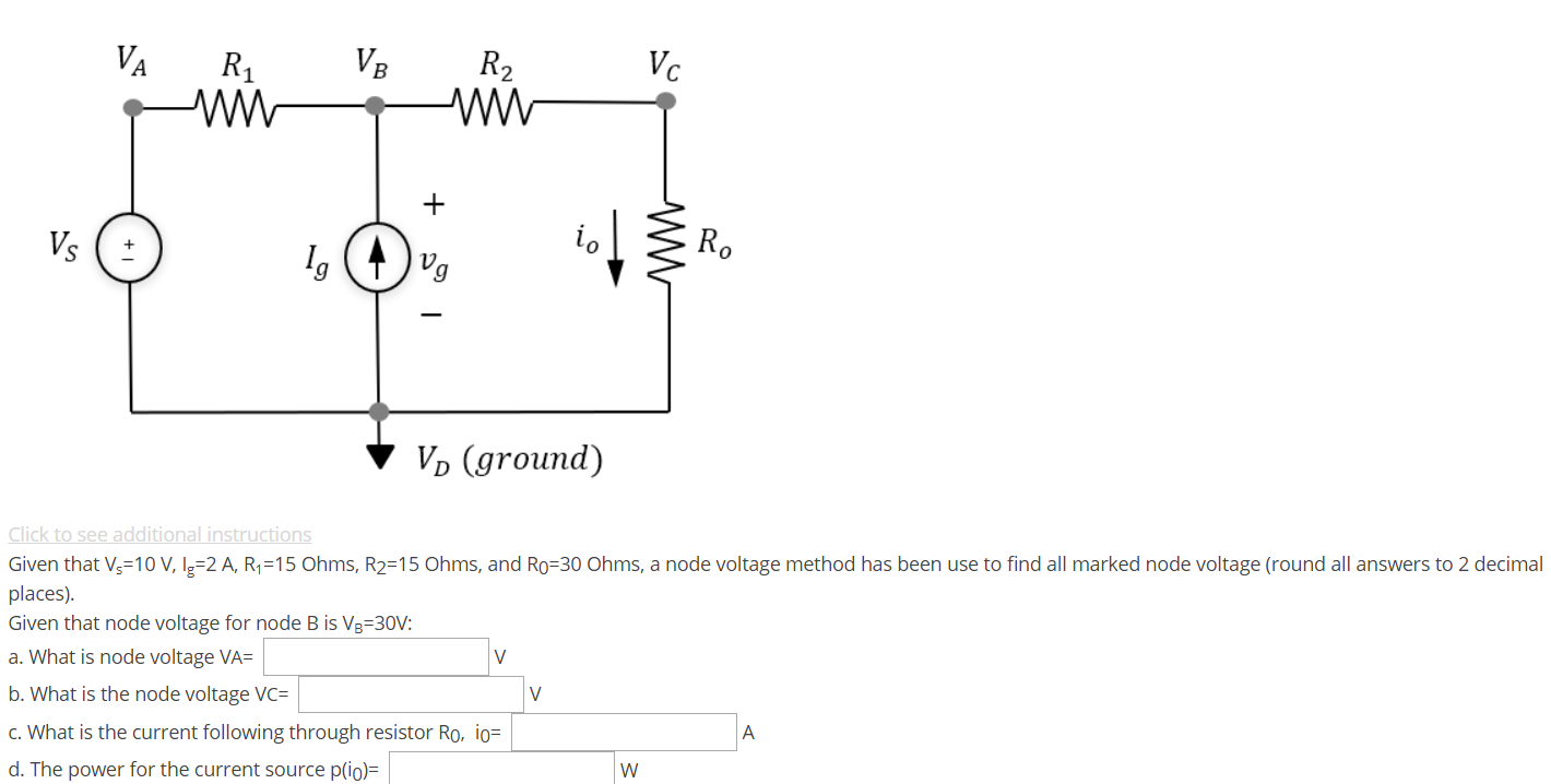 Solved VA VB VC R2 wW Vs g VD (ground) Click to see | Chegg.com