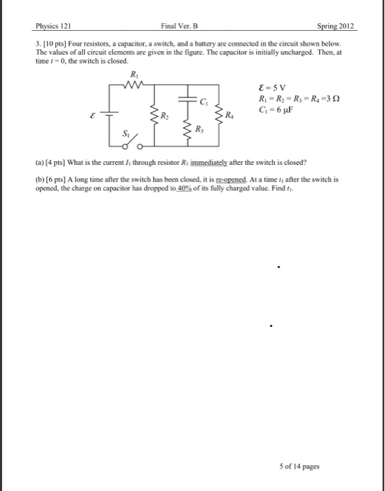 Solved Physics 121 Final Ver. B Spring 2012 3. [10 pts] Four | Chegg.com
