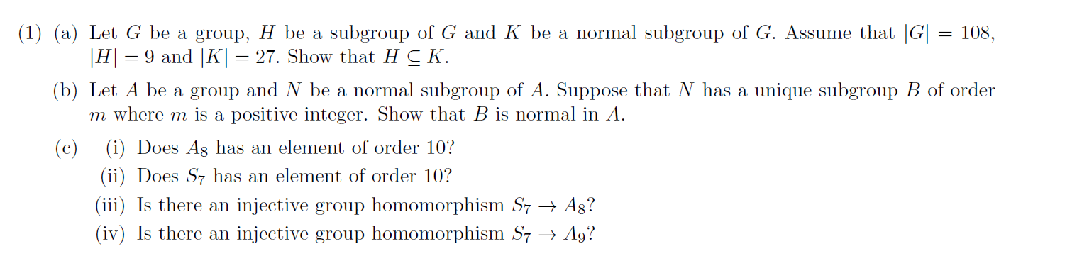 Solved (1) (a) Let G be a group, H be a subgroup of G and K | Chegg.com