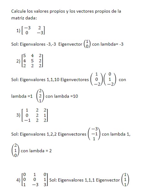 Solved Calcule los valores propios y los vectores propios de | Chegg.com