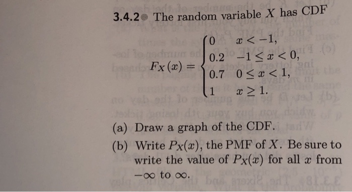 Solved 3.4.2 The random variable X has CDF 0.2 -1 s