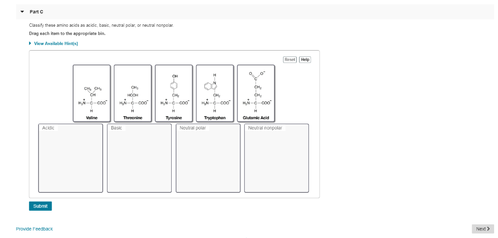 Solved Part C Classify these amino acids as acidic, basic, | Chegg.com