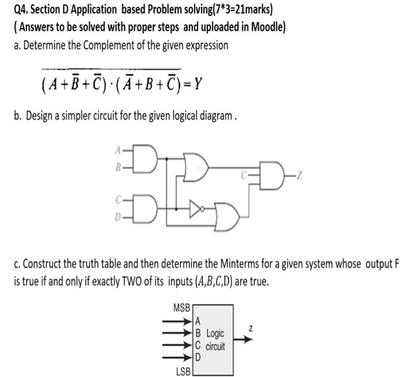 Solved Q4. Section D Application based Problem | Chegg.com