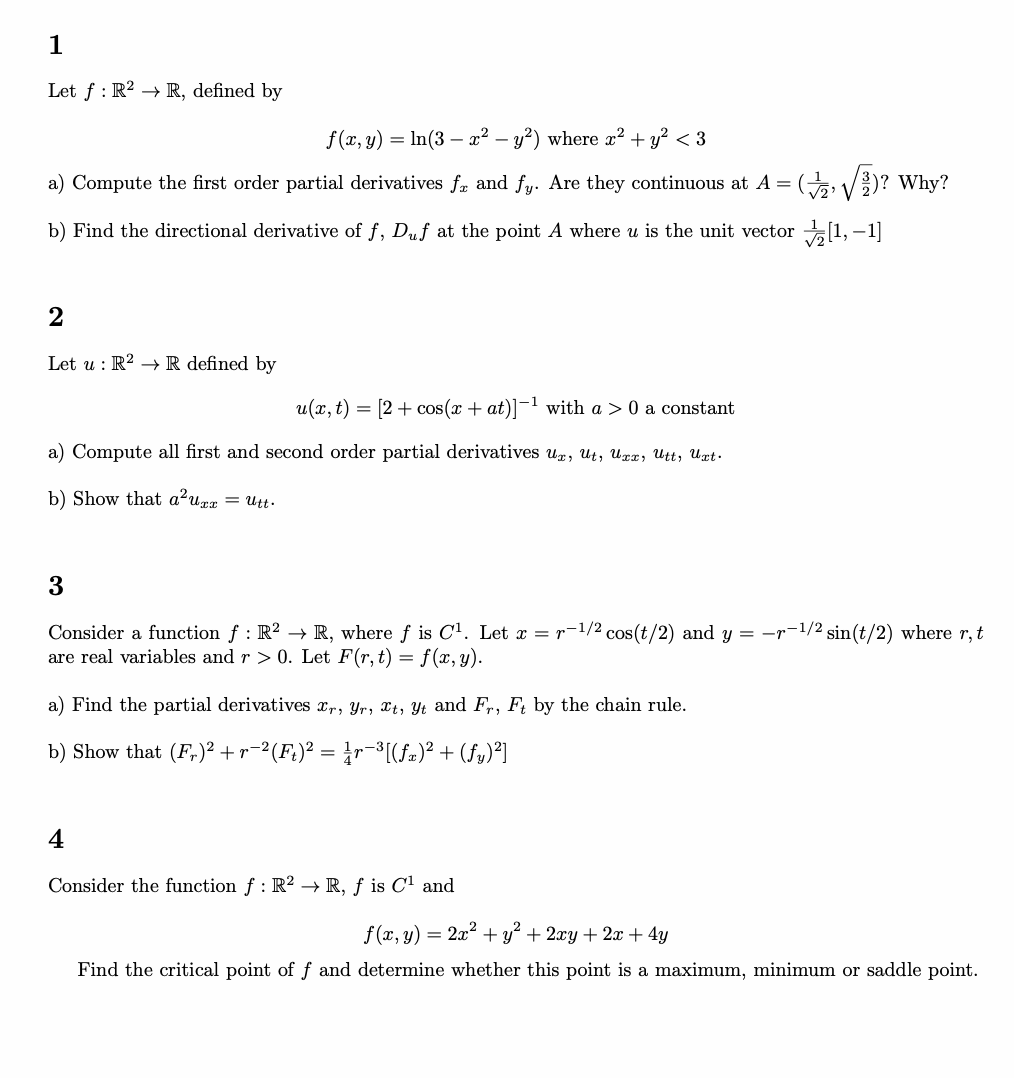 Solved Let f: R2 + R, defined by f(x,y) = ln(3 – x2 - y²) | Chegg.com