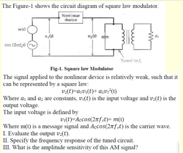 Solved The Figure-1 shows the circuit diagram of square law | Chegg.com