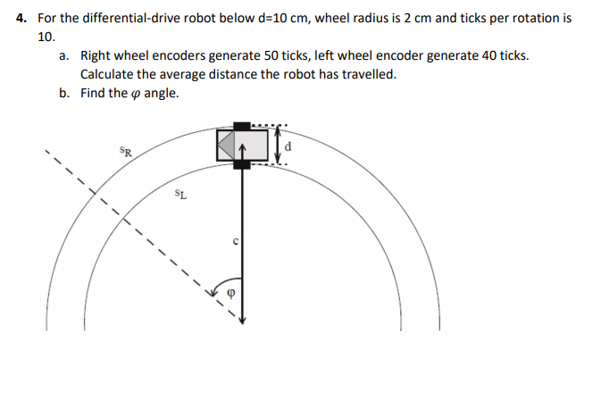 Solved 4. For the differential-drive robot below d=10 cm, | Chegg.com