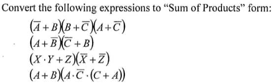 Solved Convert the following expressions to "Sum of | Chegg.com
