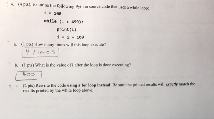 Solved 4. (4 pts). Examine the following Python source code | Chegg.com